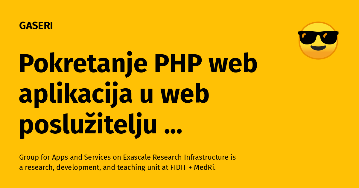 Pokretanje PHP web aplikacija u web poslužitelju Apache HTTP Server - GASERI