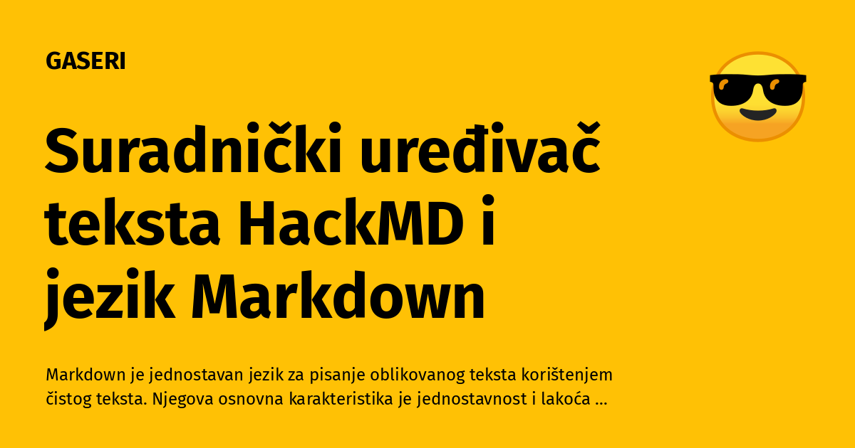 Suradnički uređivač teksta HackMD i jezik Markdown - GASERI