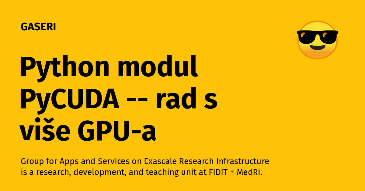 Python Modul Pycuda Rad S Više Gpu A Gaseri 1185